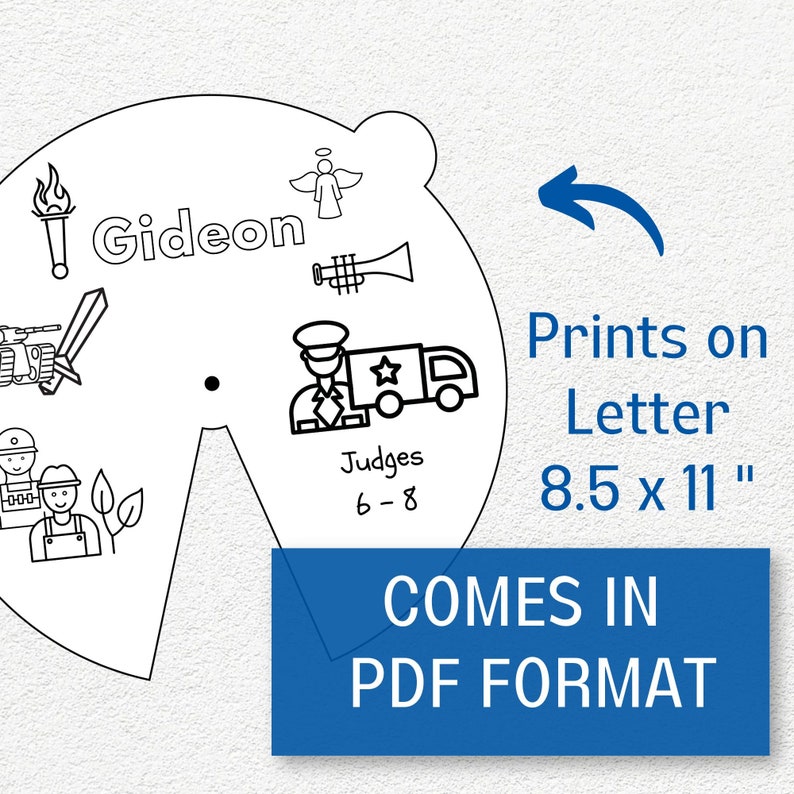 Gideon Coloring Wheel, Printable Sunday School Craft, Bible Story ...