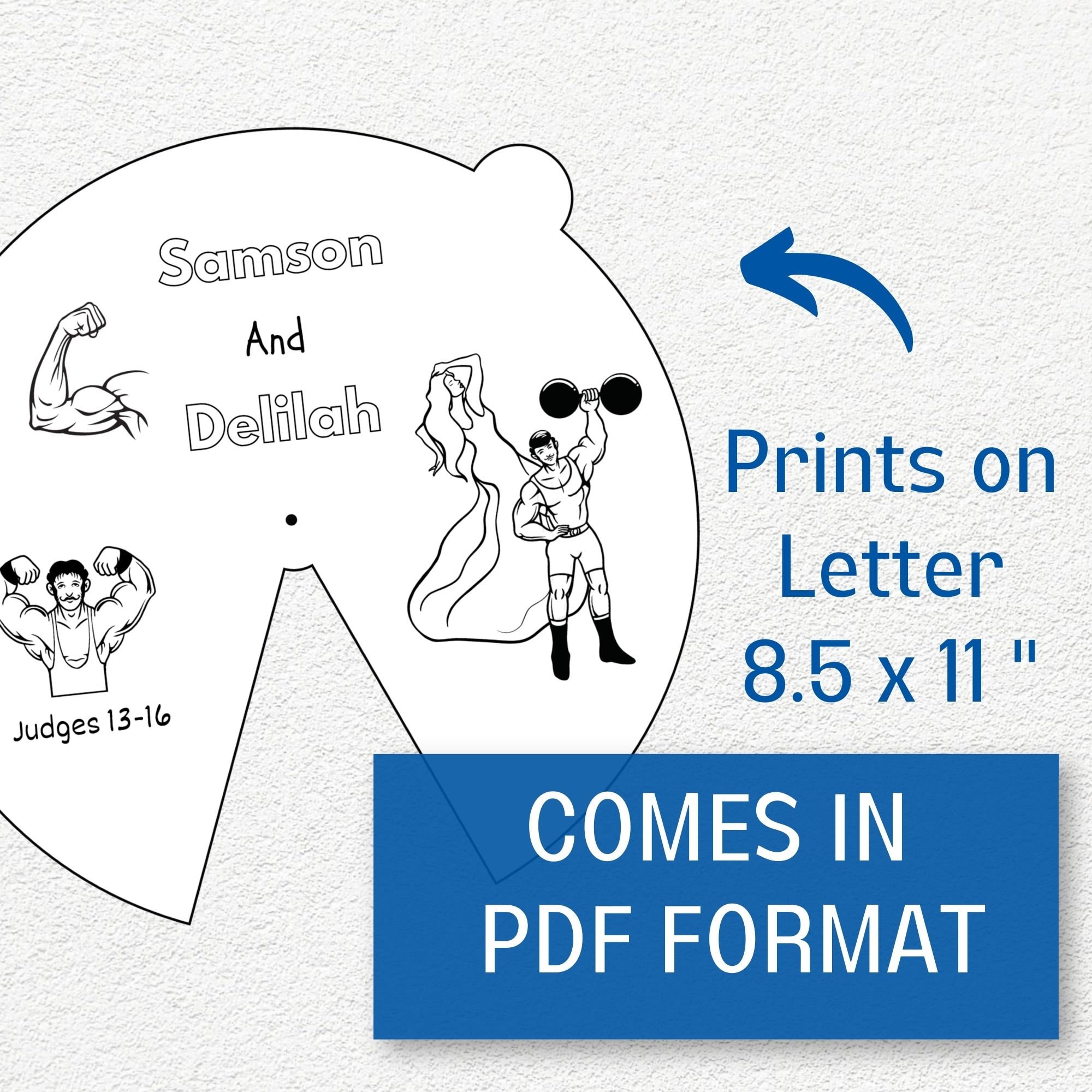 Samson and Delilah Coloring Wheel, Printable Sunday School Lesson, Kids ...