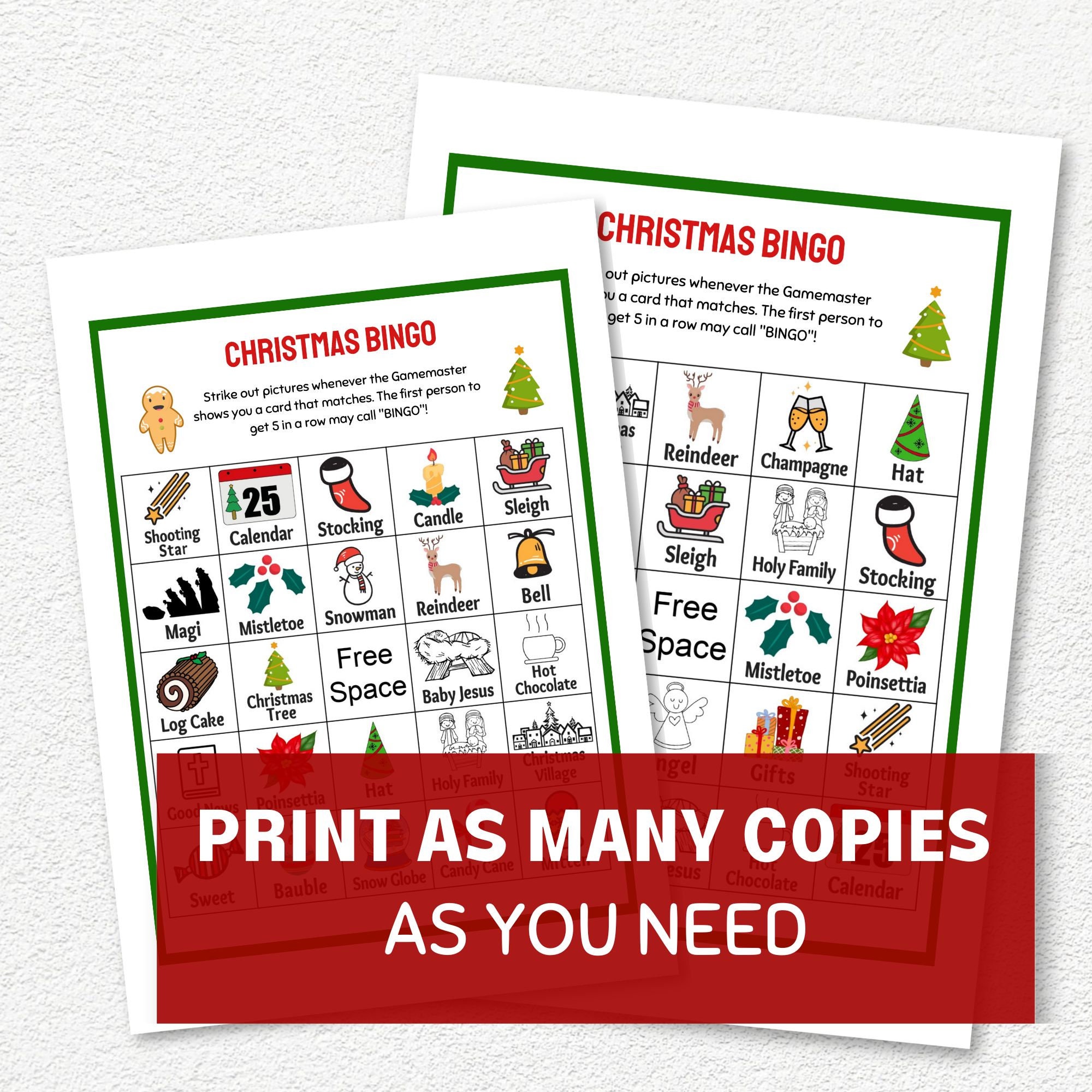 Christmas Bingo Game Printable, 50 Holiday Bingo Cards PDF, Christmas ...
