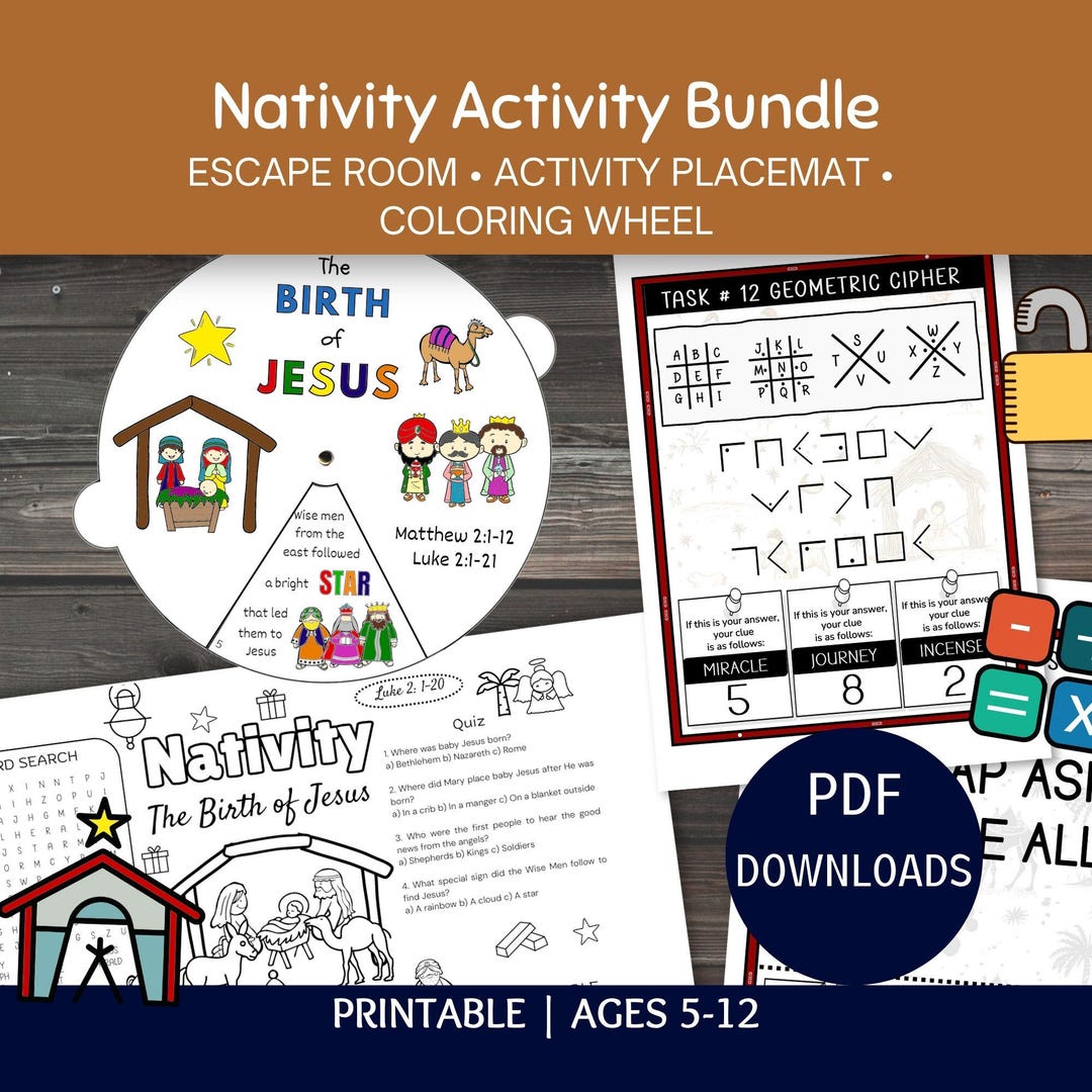 Nativity Activity Bundle, 3 Sunday School Lessons, Christmas Nativity ...