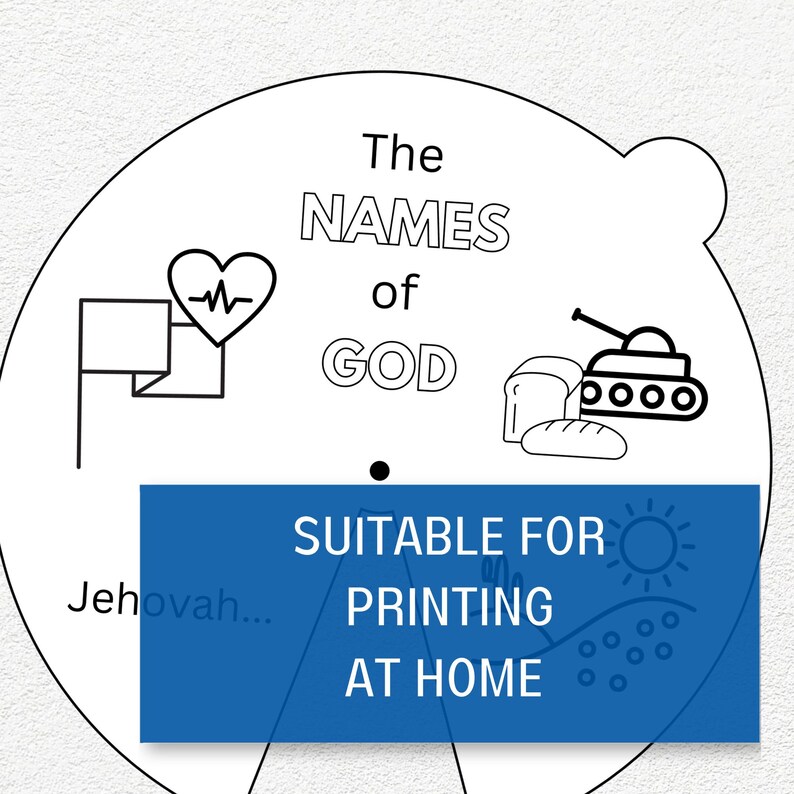 Names of God Coloring Wheel, Sunday School Craft Printable, Kids Bible ...