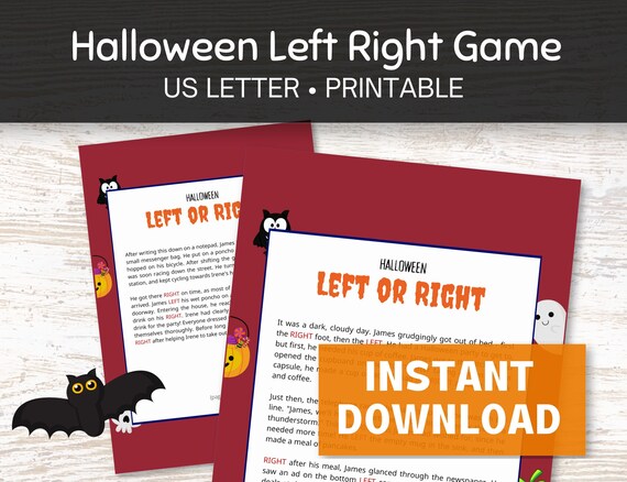 Halloween Left Right Game Printable Halloween Pass the Prize - Etsy