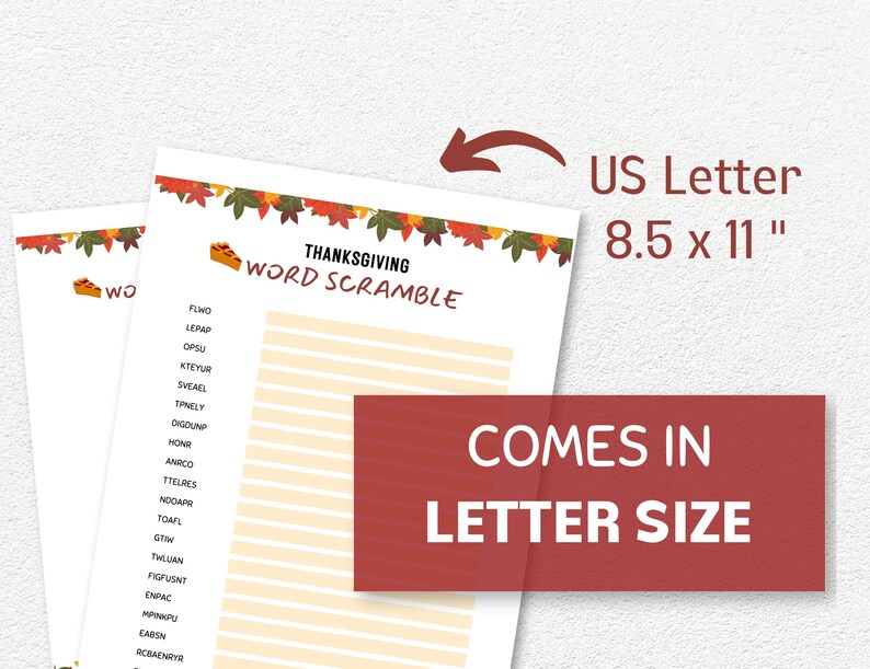 Thanksgiving Word Scramble Printable, Thanksgiving Games for Family ...