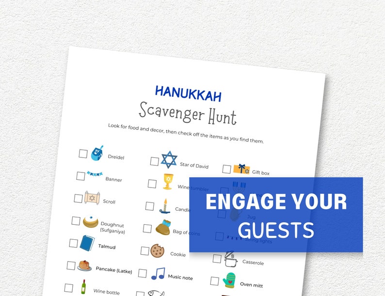Hanukkah Scavenger Hunt Printable, Chanukah Scavenger Hunt for Kids and ...