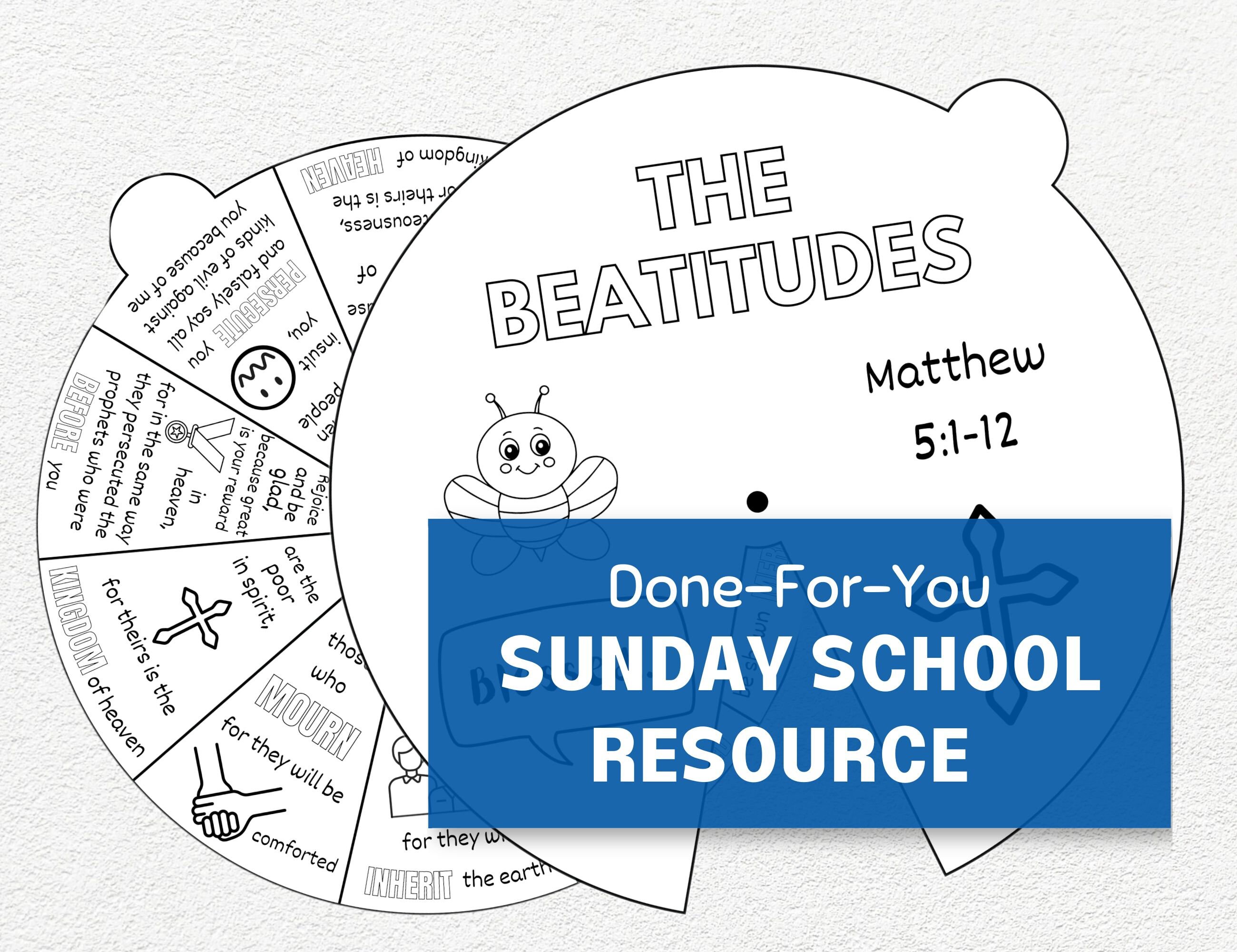 The Beatitudes Coloring Wheel, Beatitudes Craft Printable, Kids Bible ...