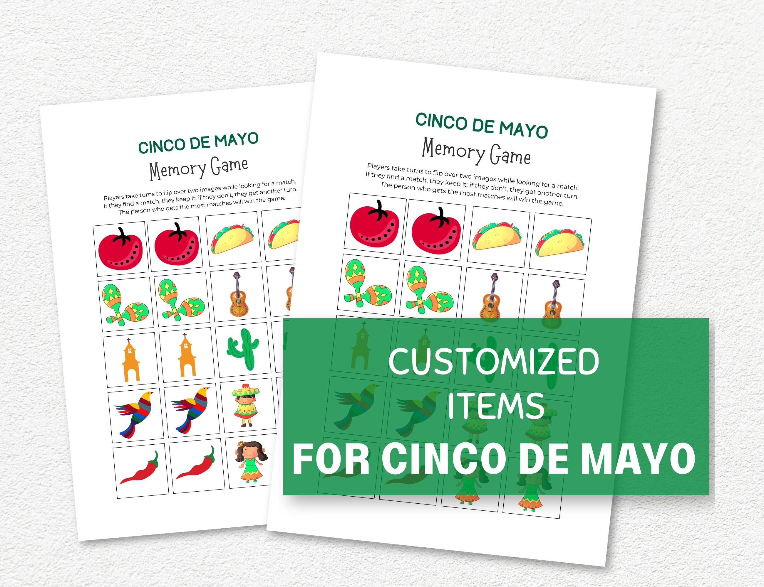 Cinco De Mayo Memory Game Printable, Memory Matching Game, Fiesta Party ...