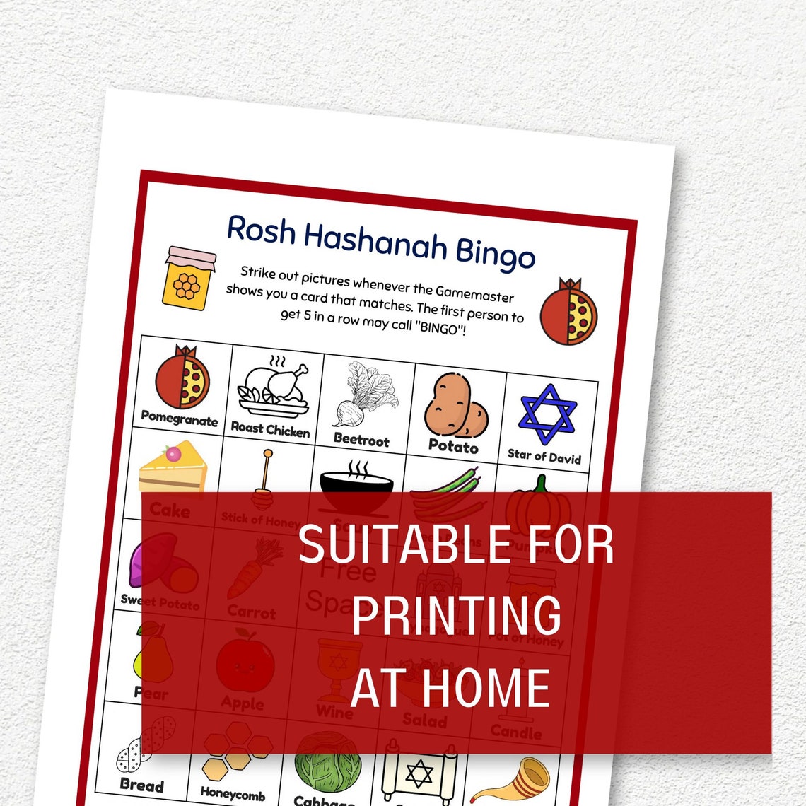Rosh Hashanah Bingo Game, Holiday Bingo 50 Cards, Jewish New Year ...