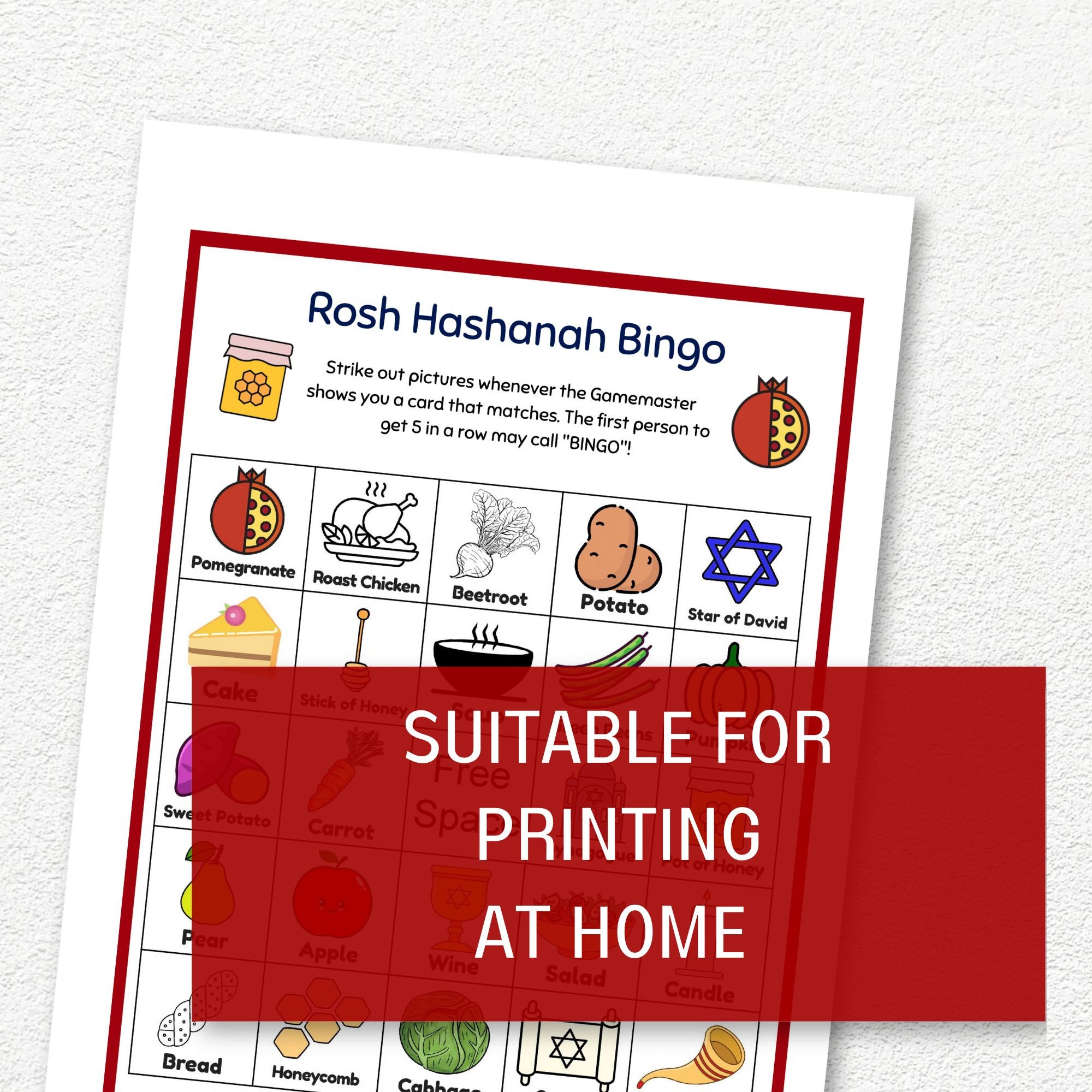 Rosh Hashanah Bingo Game, Holiday Bingo 50 Cards, Jewish New Year ...