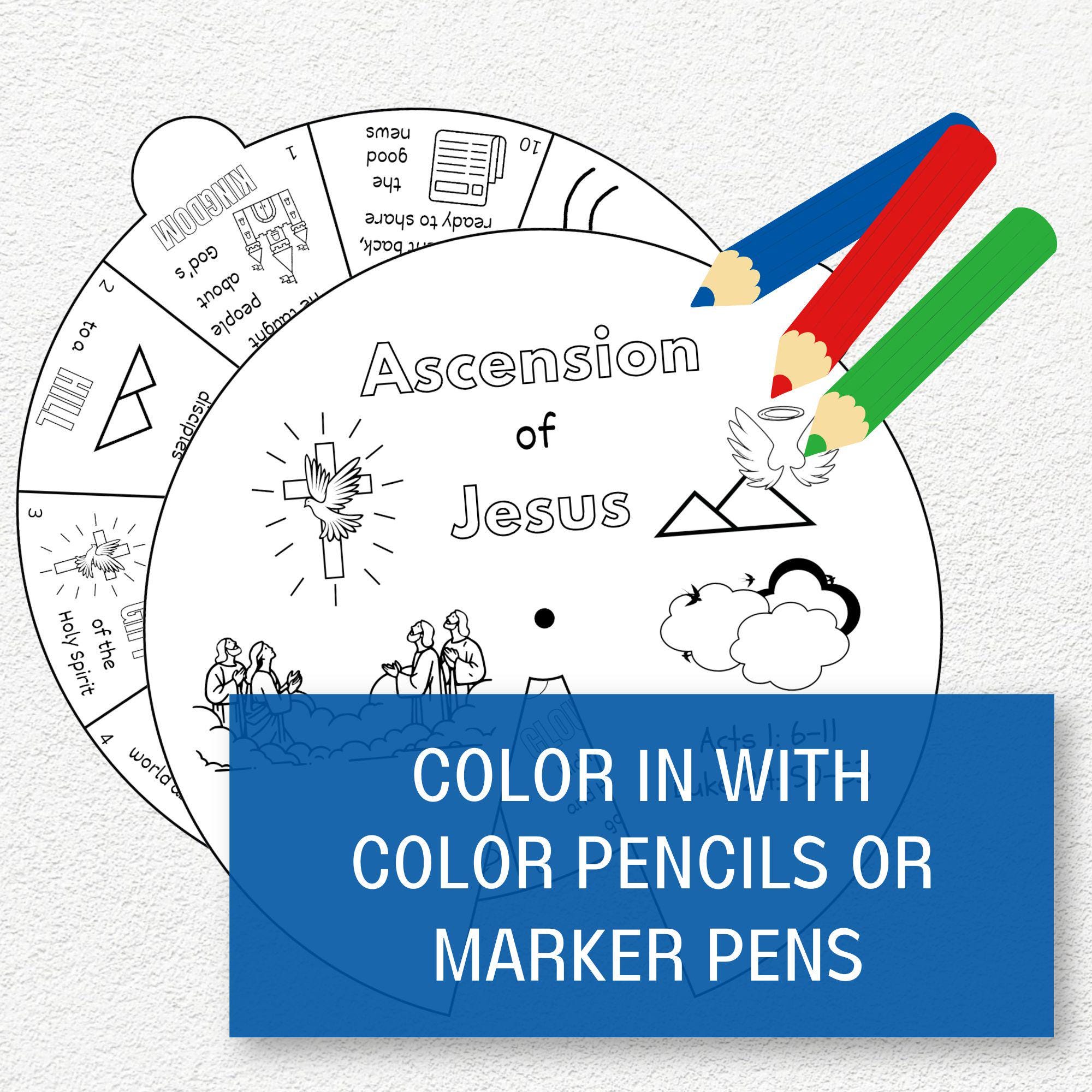 Ascension of Jesus Coloring Wheel, Sunday School Craft, Ascension Kids ...