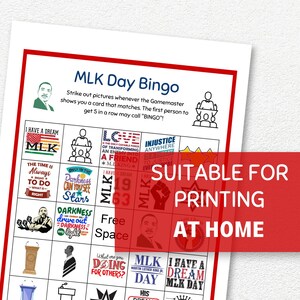 MLK Bingo Game, 50 Bingo Printable Cards for Martin Luther King Jr Day ...