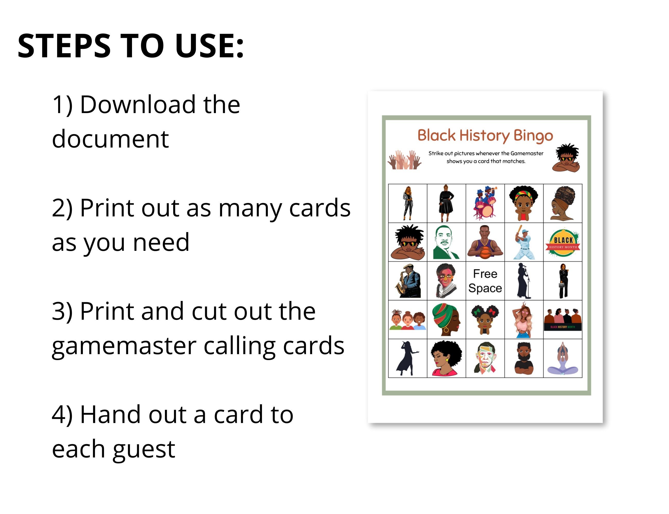 Black History Month Bingo, 50 Bingo Printable Cards, Black History ...