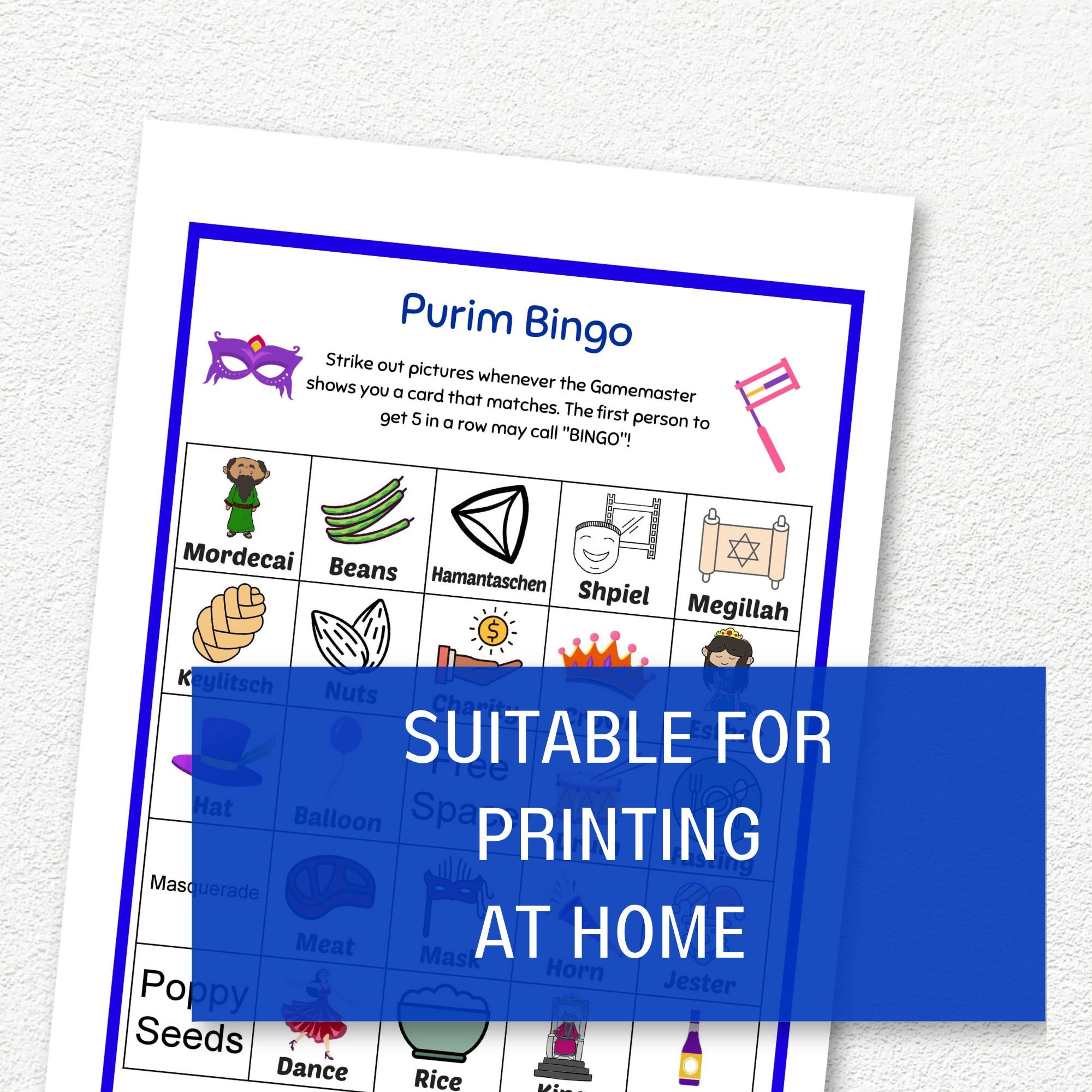 Purim Bingo Printable, Holiday Bingo 50 Cards, Jewish Holiday Themed ...