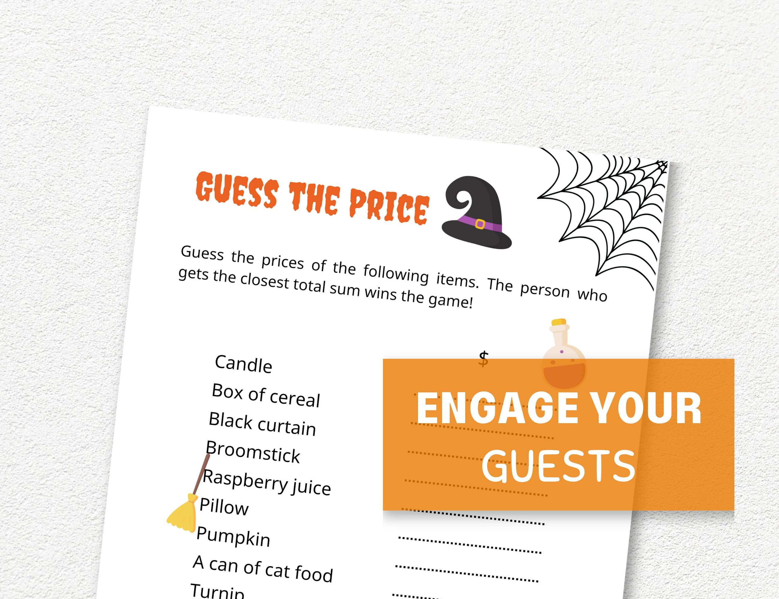 Halloween Guess the Price Printable Halloween Guessing Game - Etsy