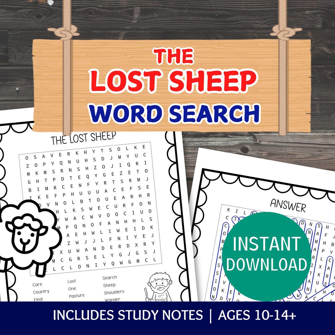 Parable of the Lost Sheep Word Search, Printable Sunday School Activity ...