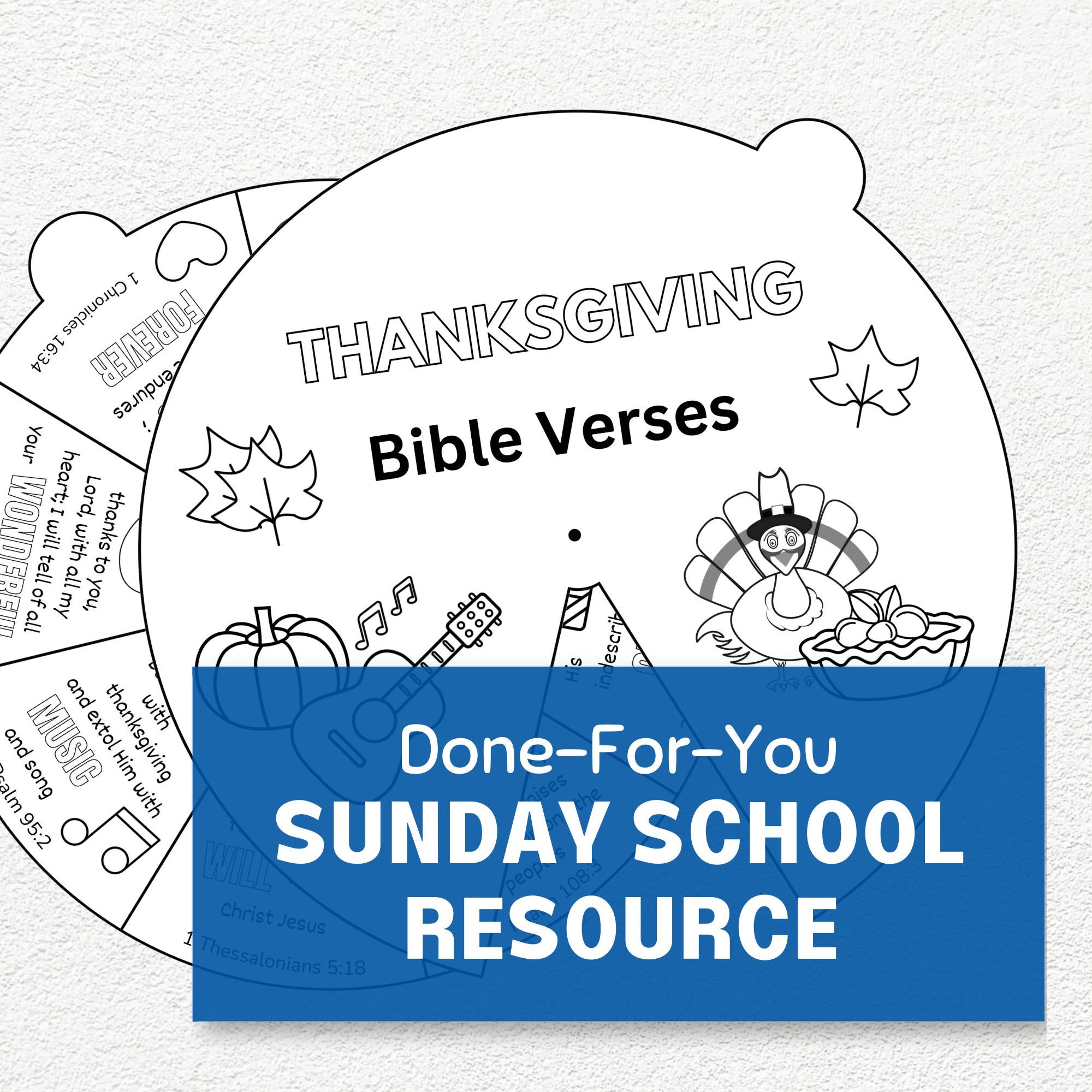 Thanksgiving Bible Verses Coloring Wheel, Printable Sunday School Craft ...