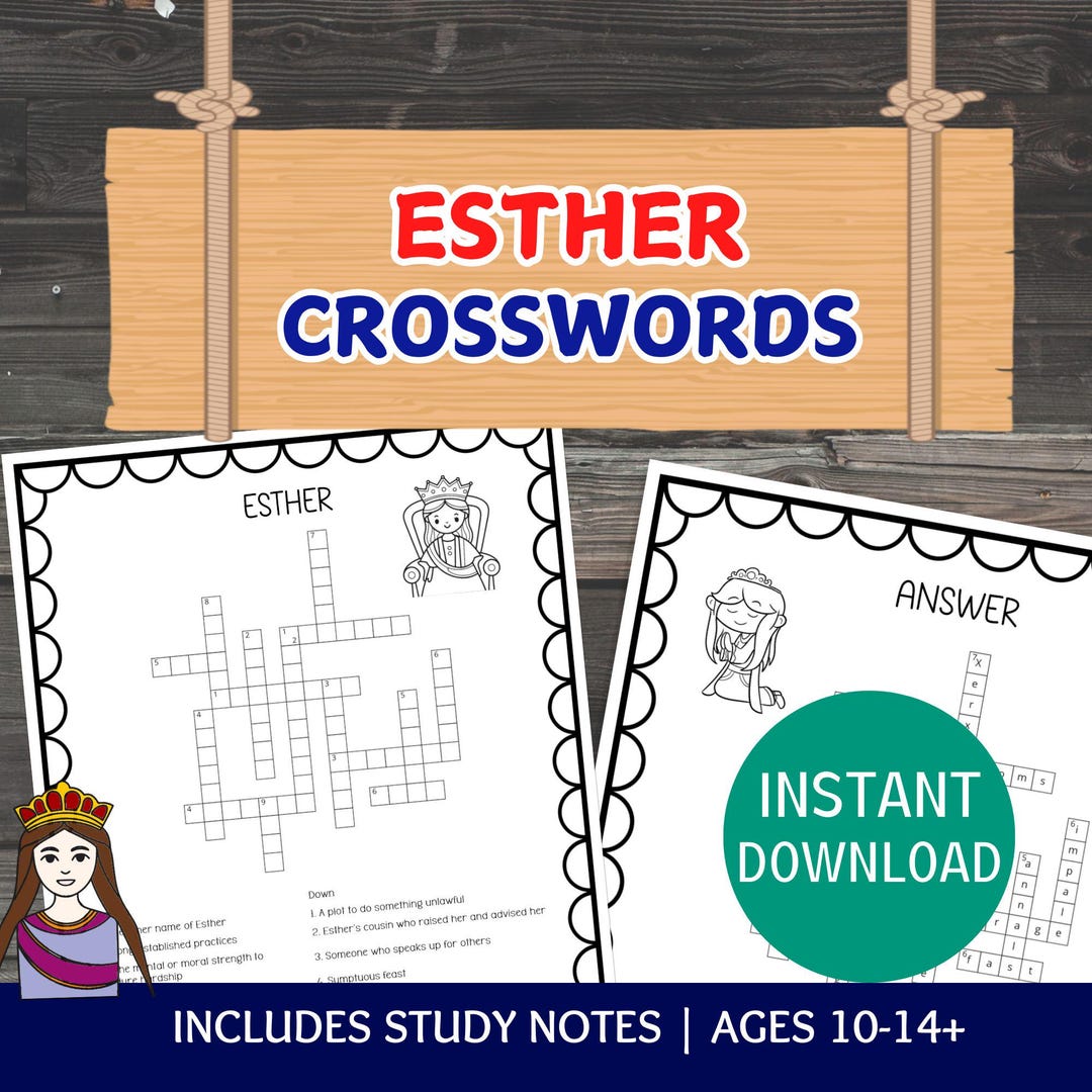 Queen Esther Crossword Puzzle, Purim Games, Printable Sunday School ...