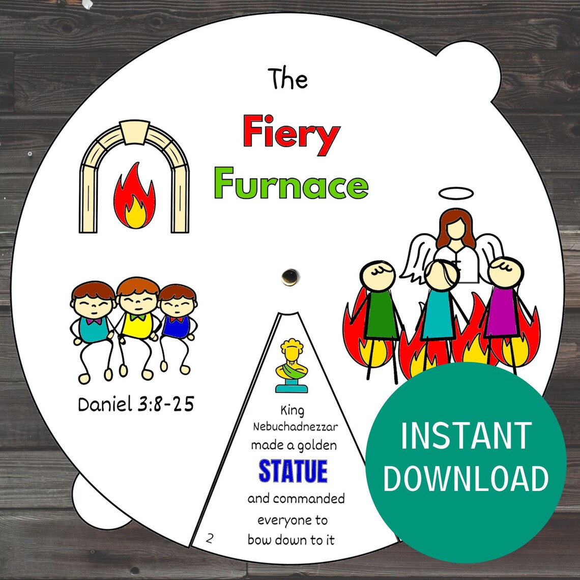 Fiery Furnace Coloring Wheel Printable, Sunday School Craft, Kids Bible ...