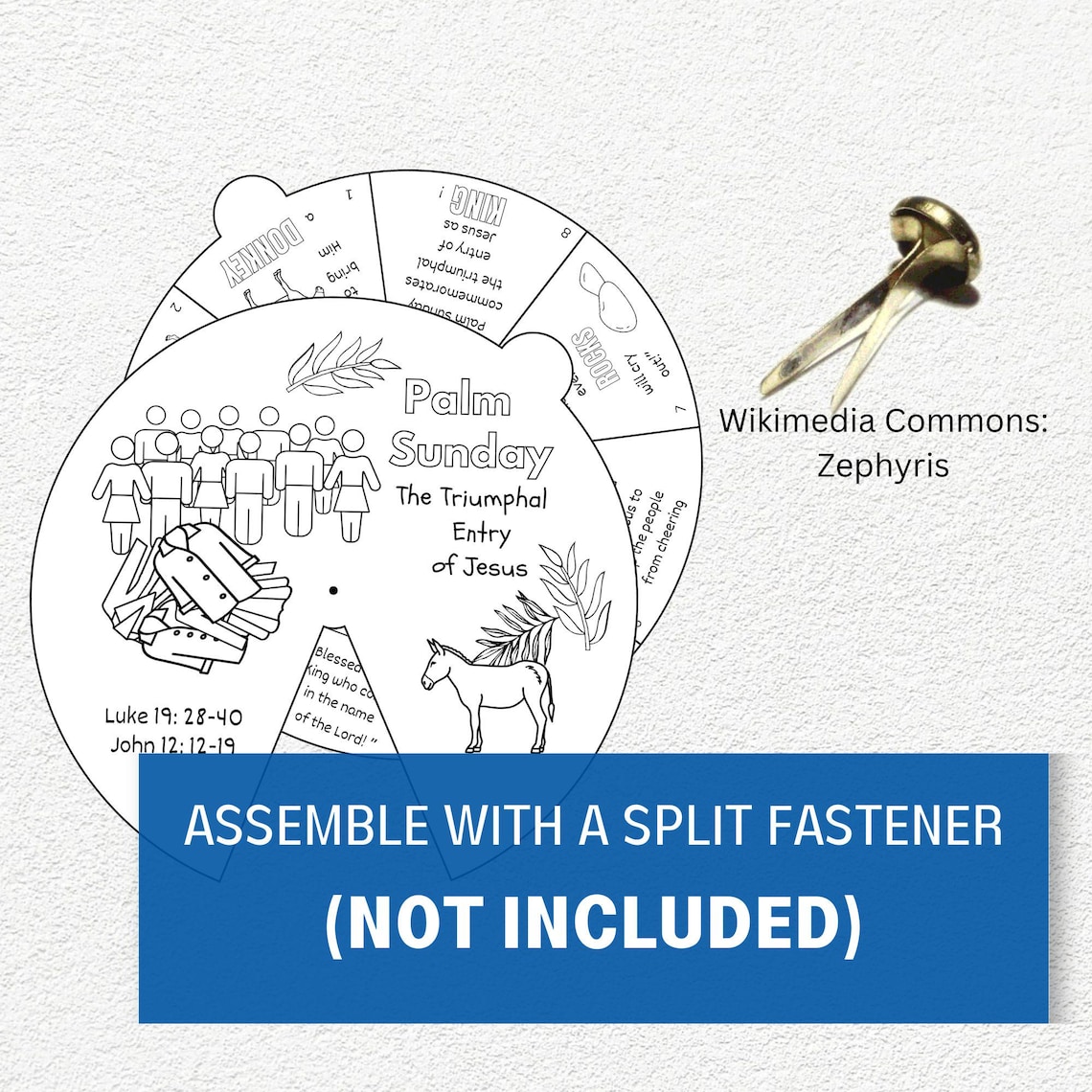 Palm Sunday Coloring Wheel, Triumphal Entry Sunday School Craft, Bible ...