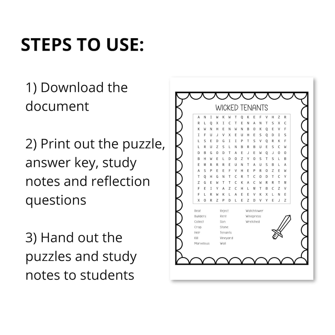 Parable of the Wicked Tenants Word Search, Sunday School Activities and ...