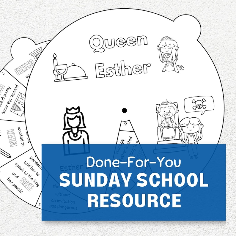 Queen Esther Coloring Wheel, Printable Sunday School Craft, Purim Bible ...