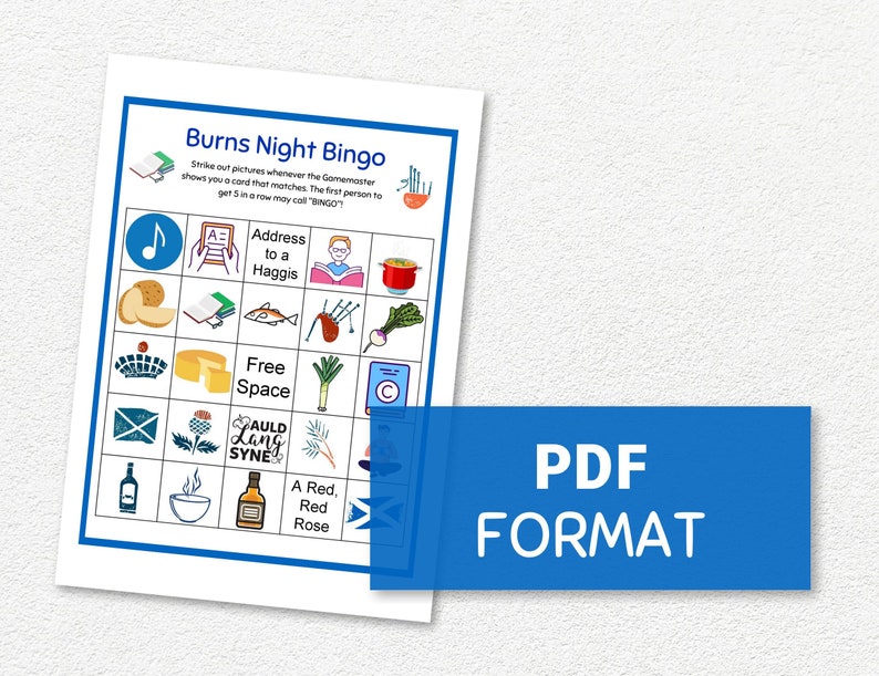 Burns Night Bingo, Holiday Bingo 50 Cards, Scottish Themed Bingo Games ...