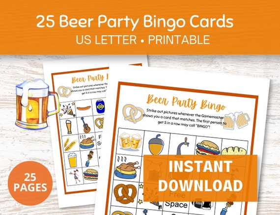 Beer Party Bingo Cards 25 Cards for a Beer Festival - Etsy