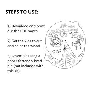 Palm Sunday Coloring Wheel, Triumphal Entry Sunday School Craft, Bible ...