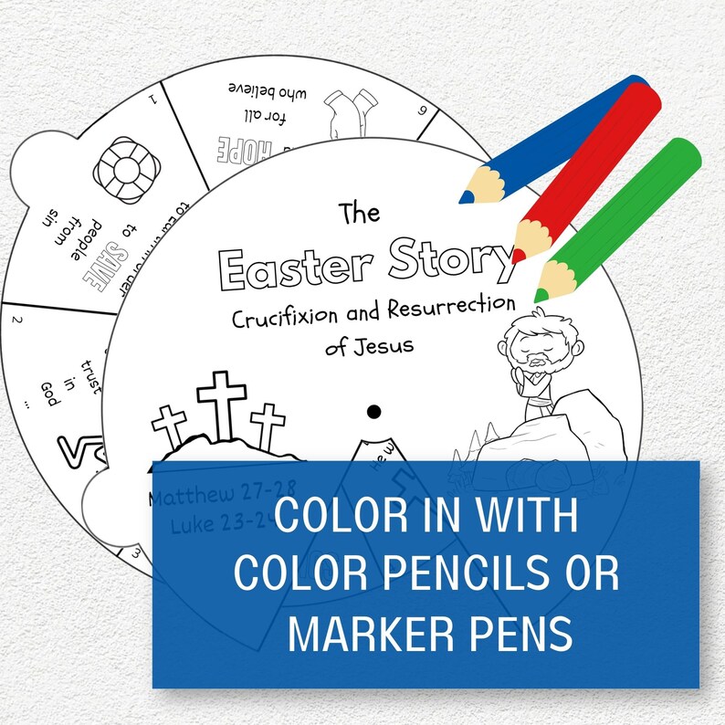 Easter Story Coloring Wheel, Crucifixion and Resurrection of Jesus ...