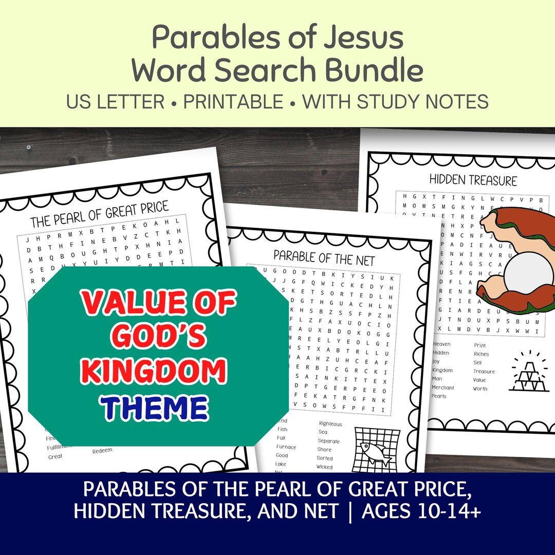 Parables of Jesus Word Search Bundle, Value of God’s Kingdom Theme ...