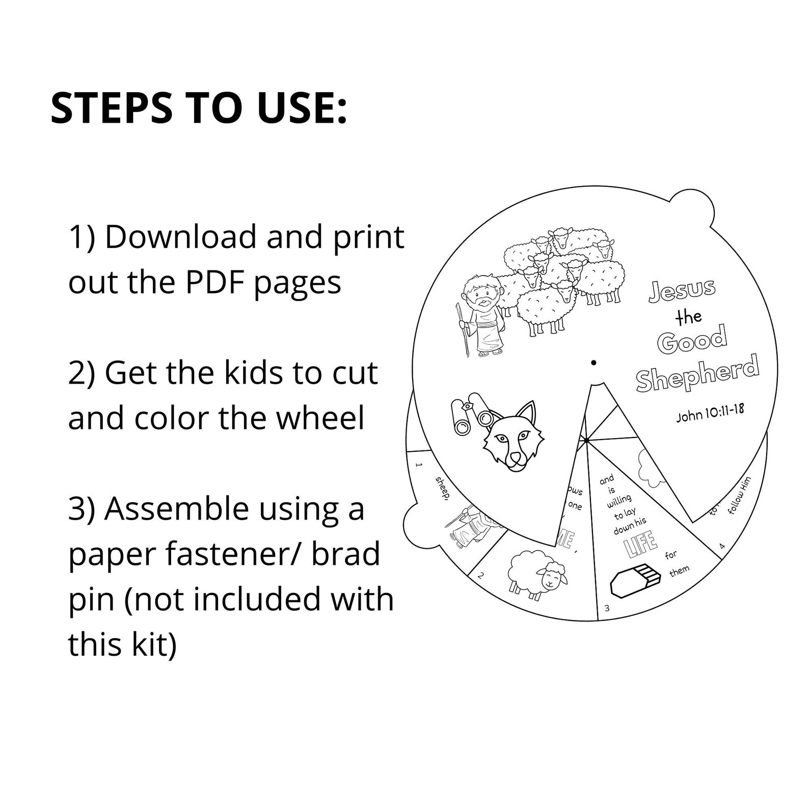 Jesus the Good Shepherd Coloring Wheel, Printable Sunday School Craft ...