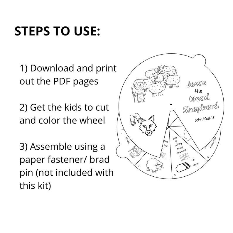 Jesus the Good Shepherd Coloring Wheel, Printable Sunday School Craft ...