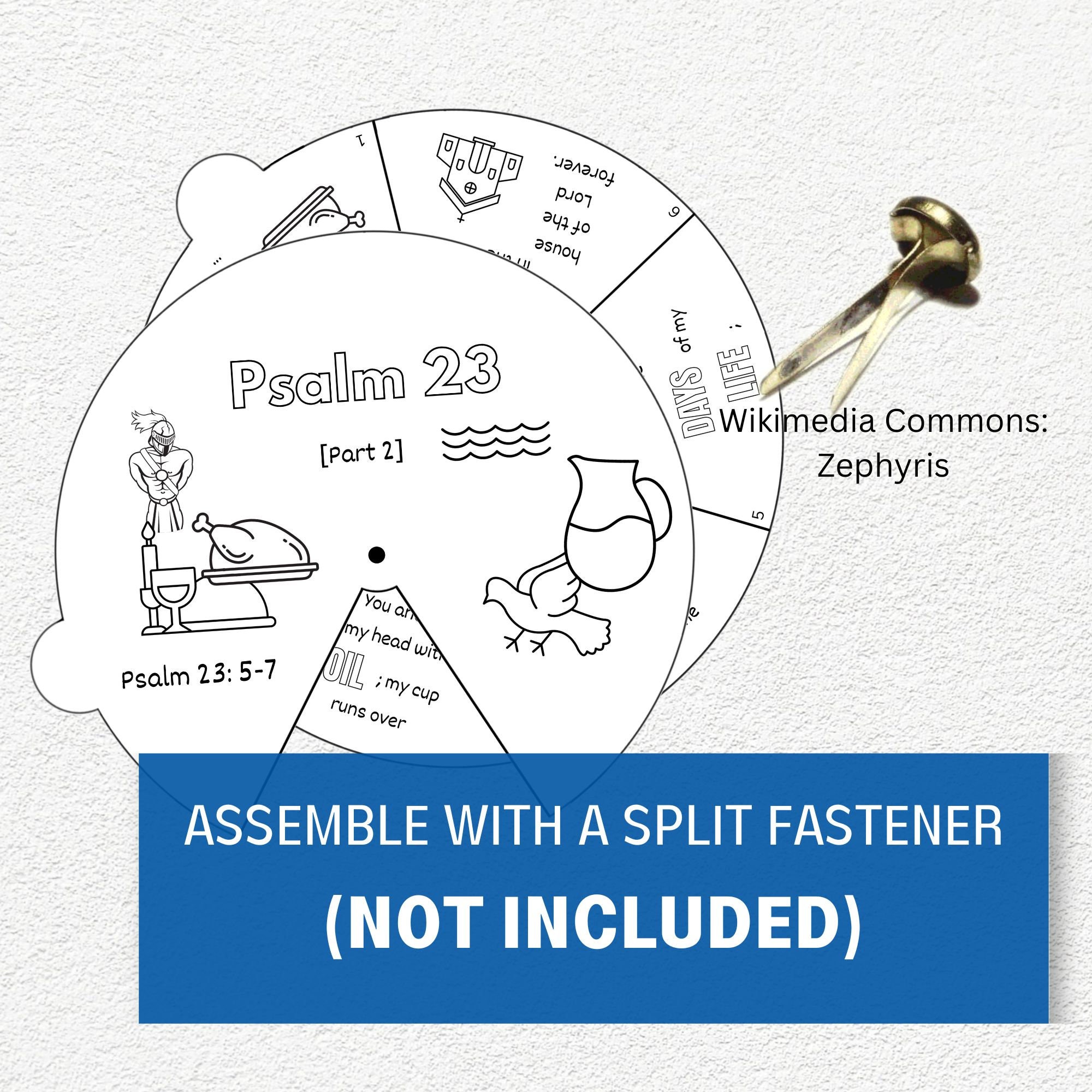 Psalm 23 Coloring Wheels, Printable Sunday School Craft, Kids Bible ...