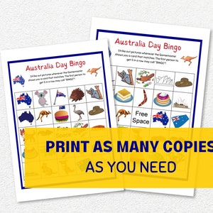 Australia Day Bingo, 50 Straya Day Bingo Printable Cards, Australian ...