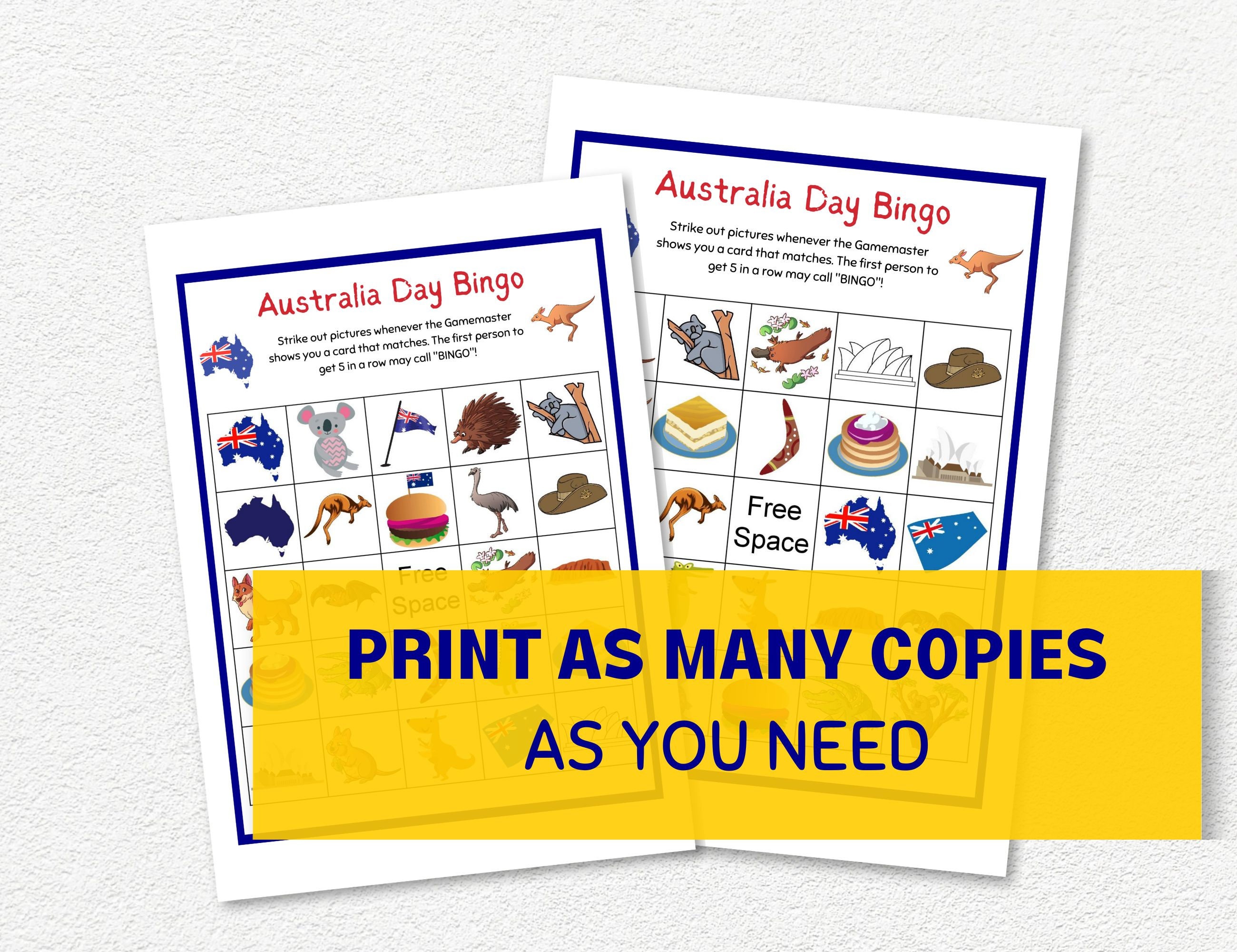 Australia Day Bingo, 50 Straya Day Bingo Printable Cards, Australian ...