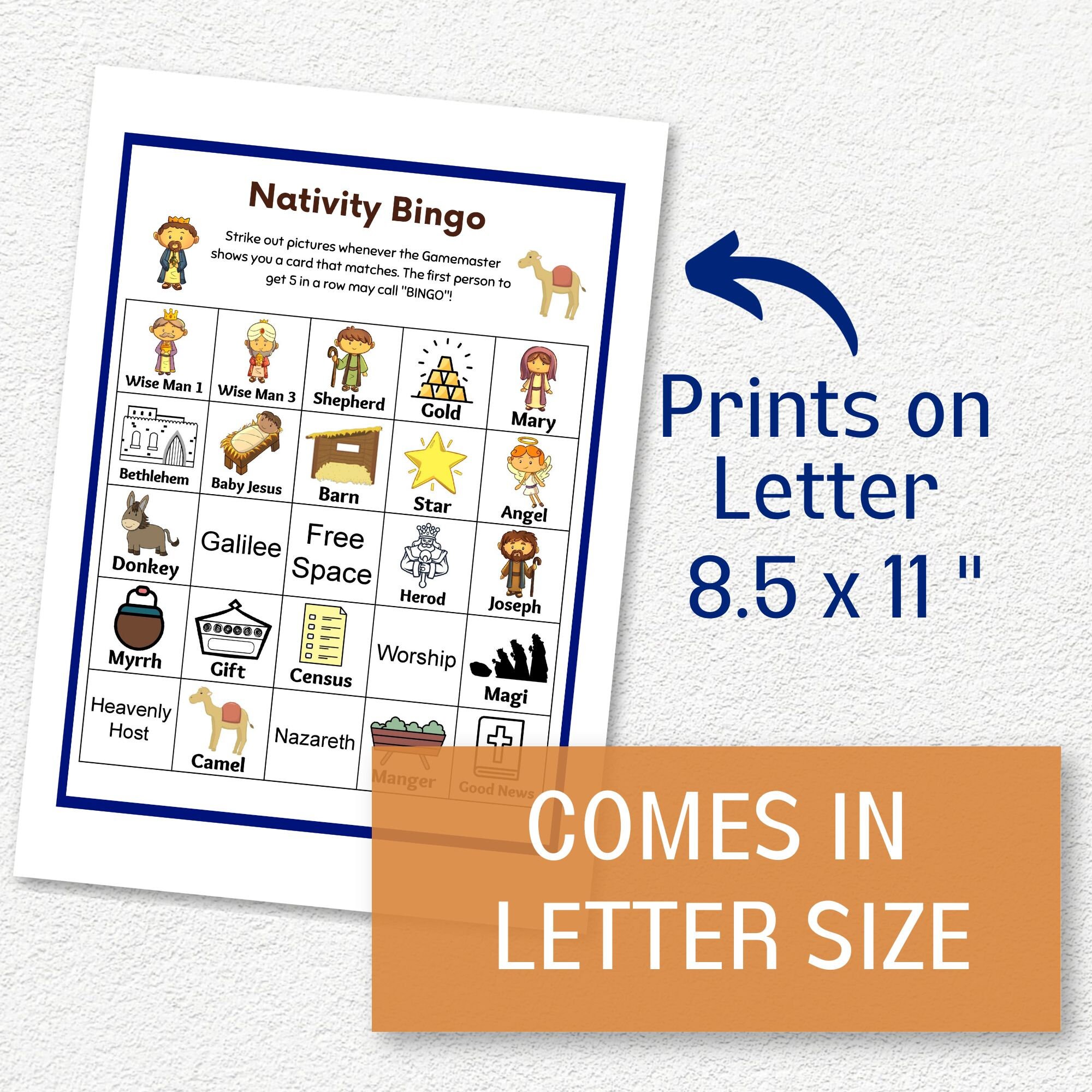 Nativity Bingo Cards Printable, 50 Holiday Bingo Cards PDF, Christmas ...