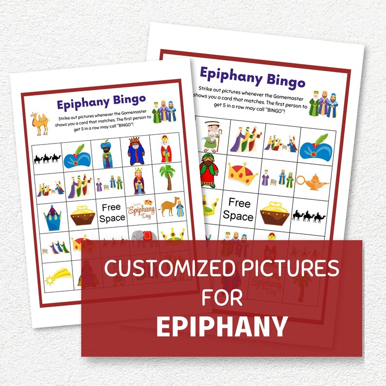 Epiphany Bingo Cards, 50 Bingo Printable Cards for Three Kings Day ...