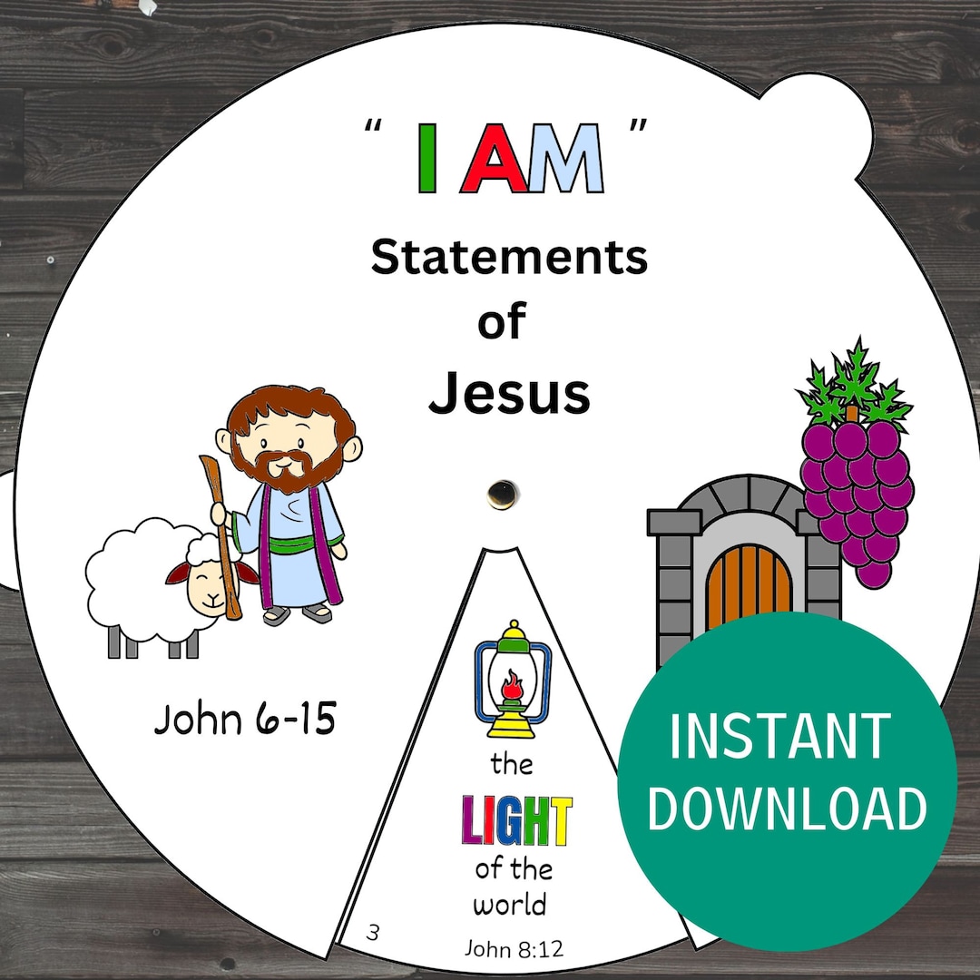I Am Statements of Jesus Coloring Wheel, Printable Sunday School Lesson ...