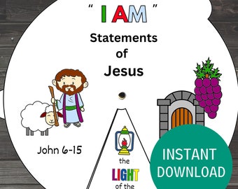I Am Statements of Jesus Coloring Wheel, Printable Sunday School Lesson ...