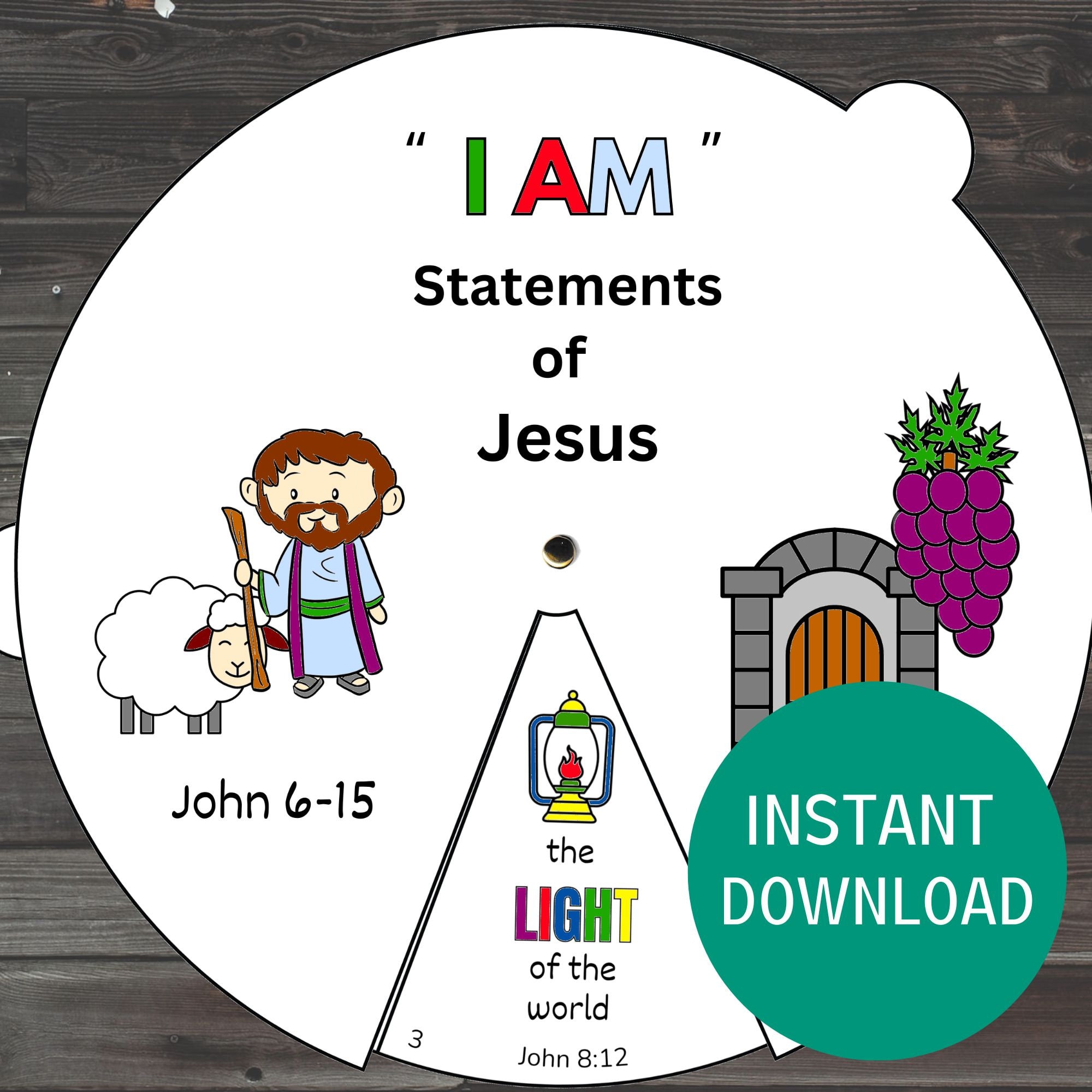 I Am Statements of Jesus Coloring Wheel, Printable Sunday School Lesson ...