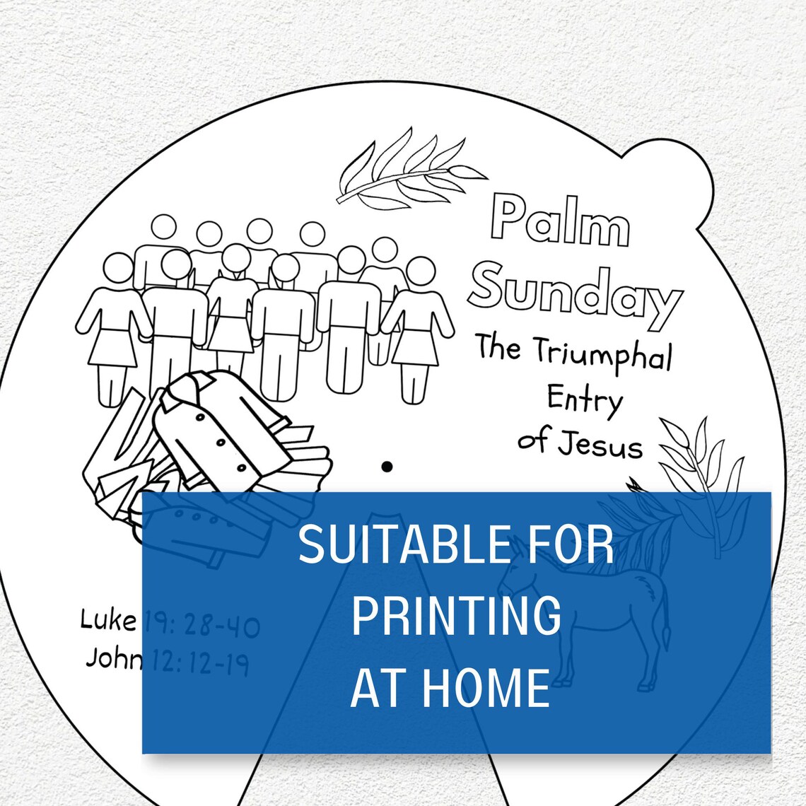 Palm Sunday Coloring Wheel, Triumphal Entry Sunday School Craft, Bible ...