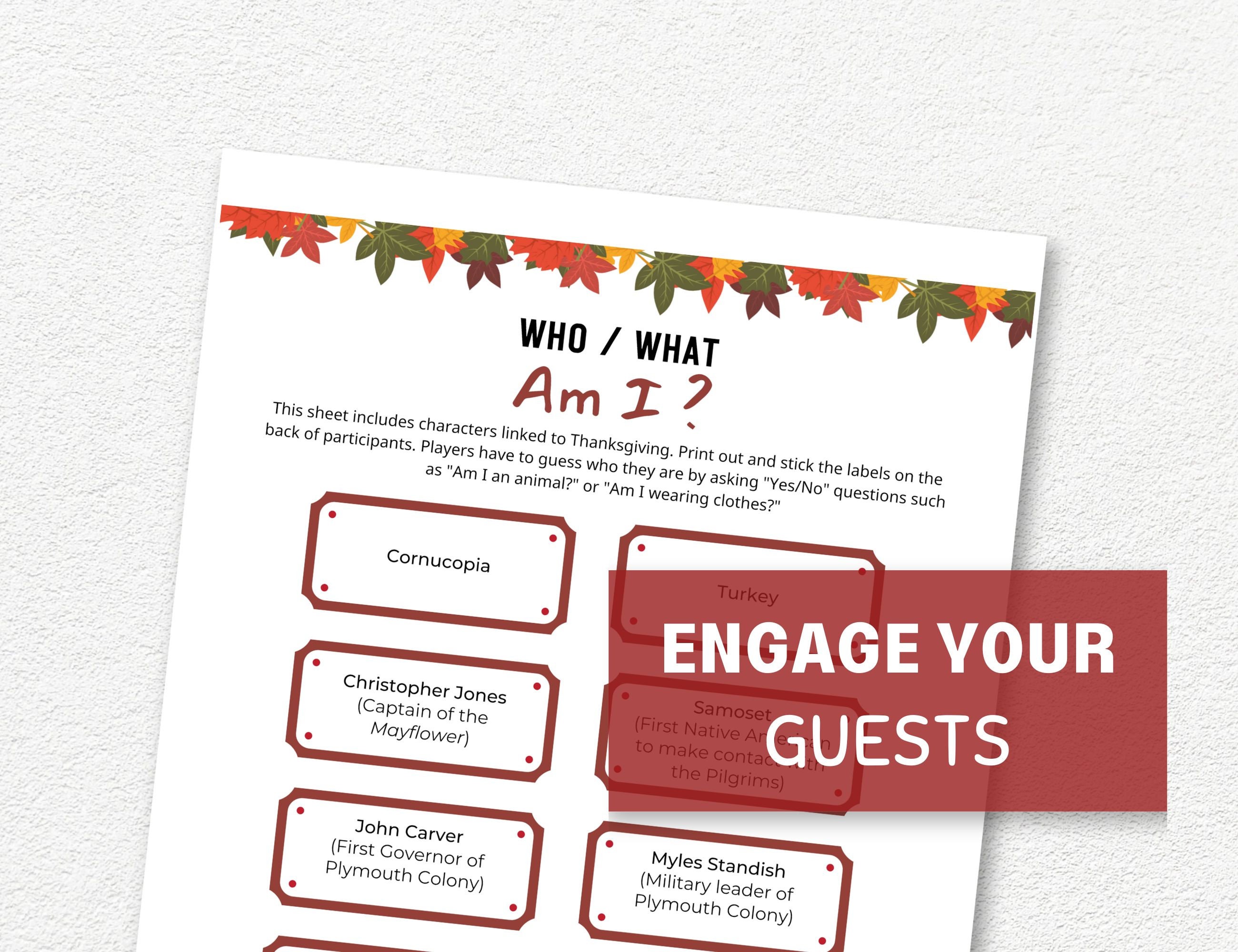 Thanksgiving Who Am I Game, Thanksgiving Guess My Word, Printable Guess ...
