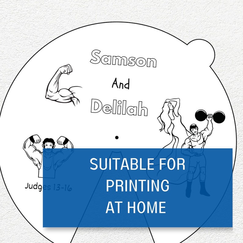 Samson and Delilah Coloring Wheel, Printable Sunday School Lesson, Kids ...