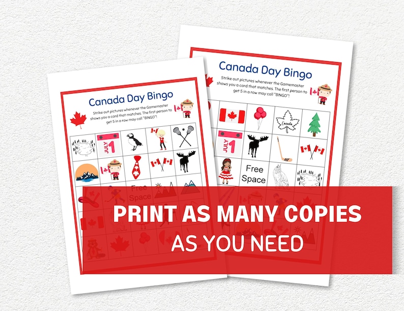 Canada Day Bingo Printable, Holiday Bingo 50 Cards, Summer Bingo PDF ...