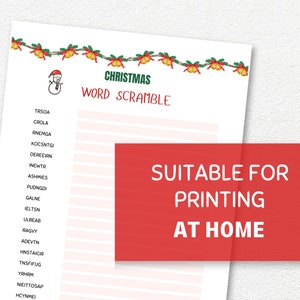 Christmas Word Scramble Printable, Christmas Games for Family, Word ...
