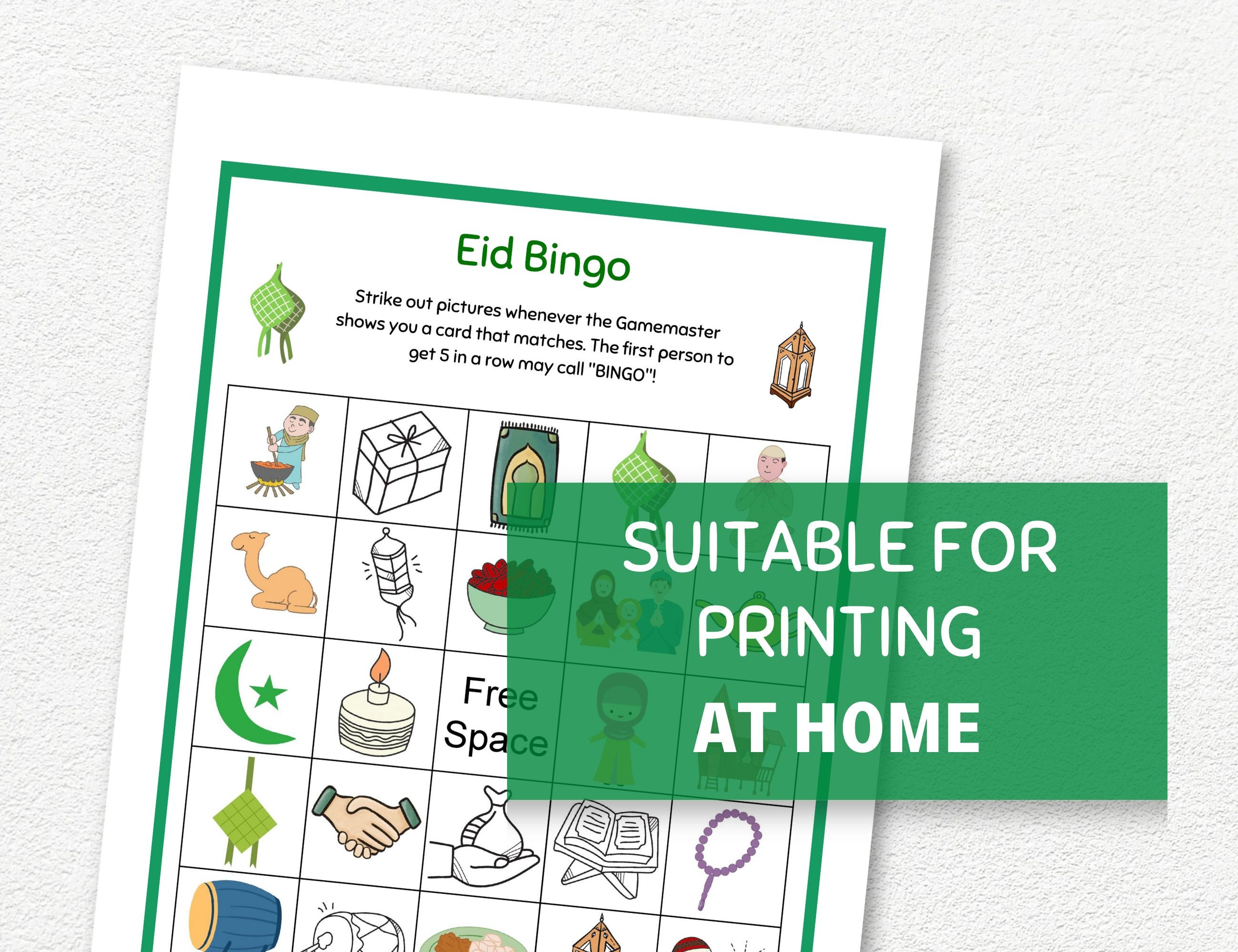 Eid Bingo Cards Printable, 50 PDF Bingo Cards for Eid Al Fitr, Ramadan ...