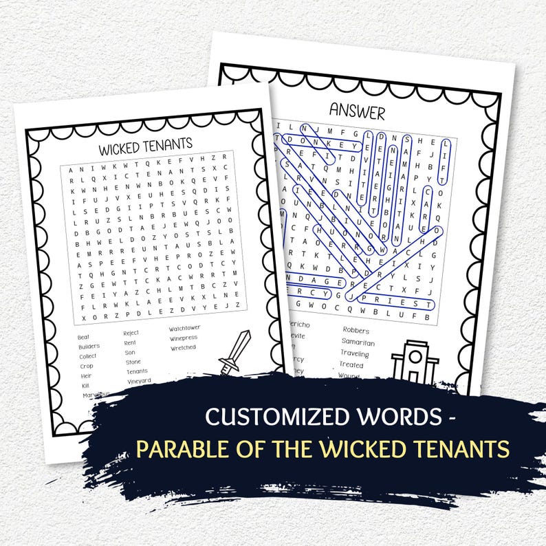 Parable of the Wicked Tenants Word Search, Sunday School Activities and ...