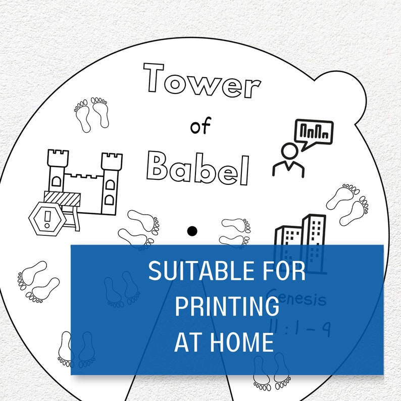 Tower of Babel Coloring Wheel, Printable Sunday School Lesson, Tower of ...