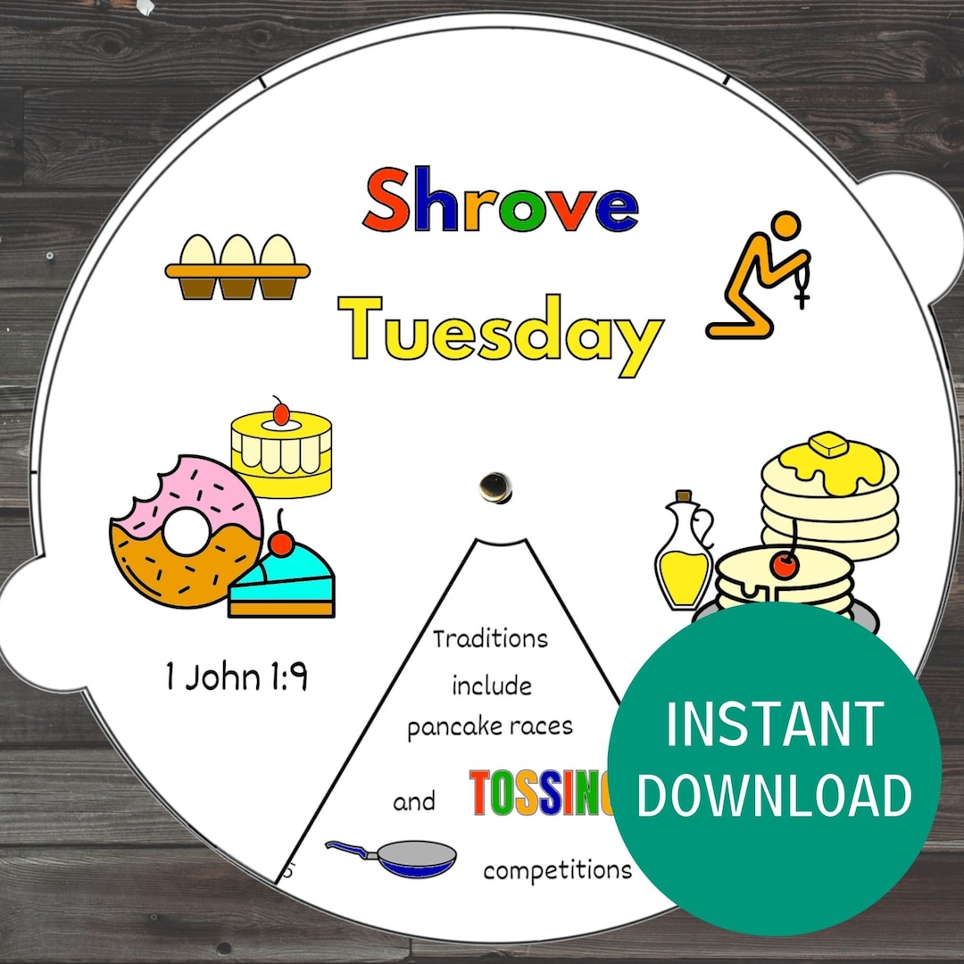 Shrove Tuesday Coloring Wheel, Printable Sunday School Craft, Pancake ...