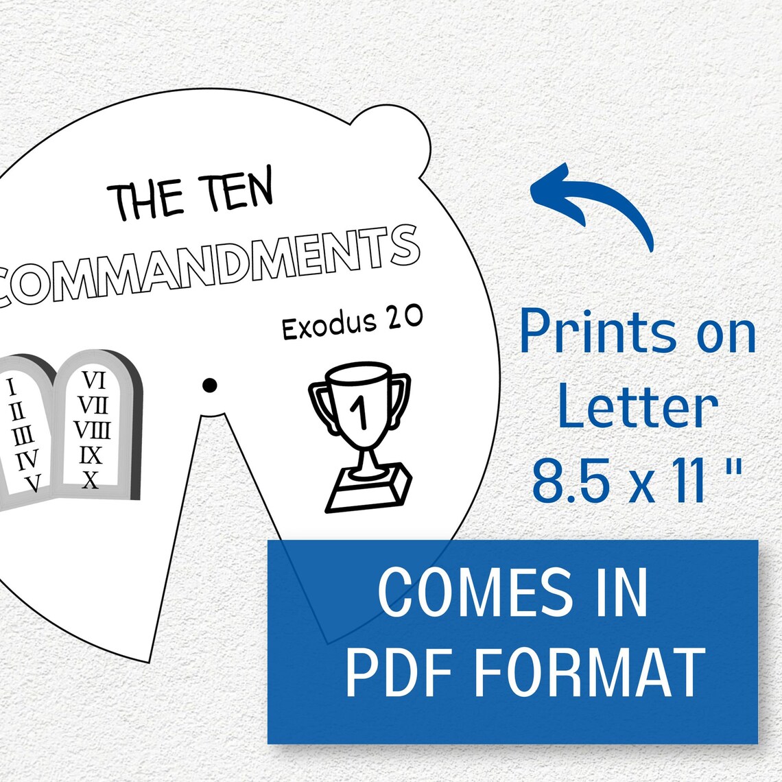 Ten Commandments Coloring Wheel, Printable Sunday School Lesson, Bible ...