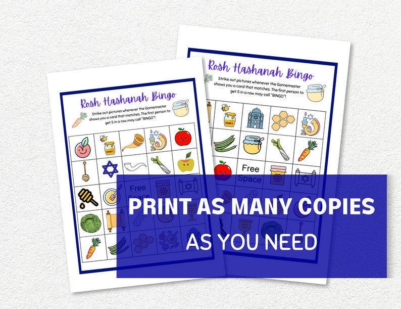 Rosh Hashanah Bingo Game, Rosh Hashanah Activity for Family, 25 ...